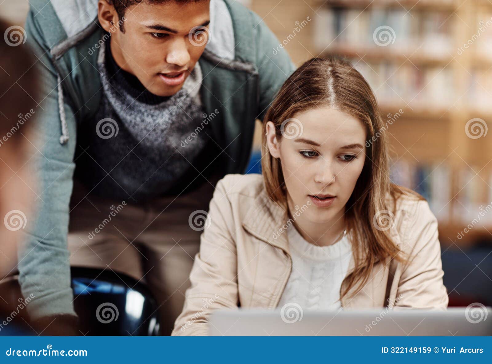 Students, Group and Team Work in Library on Laptop with Education ...