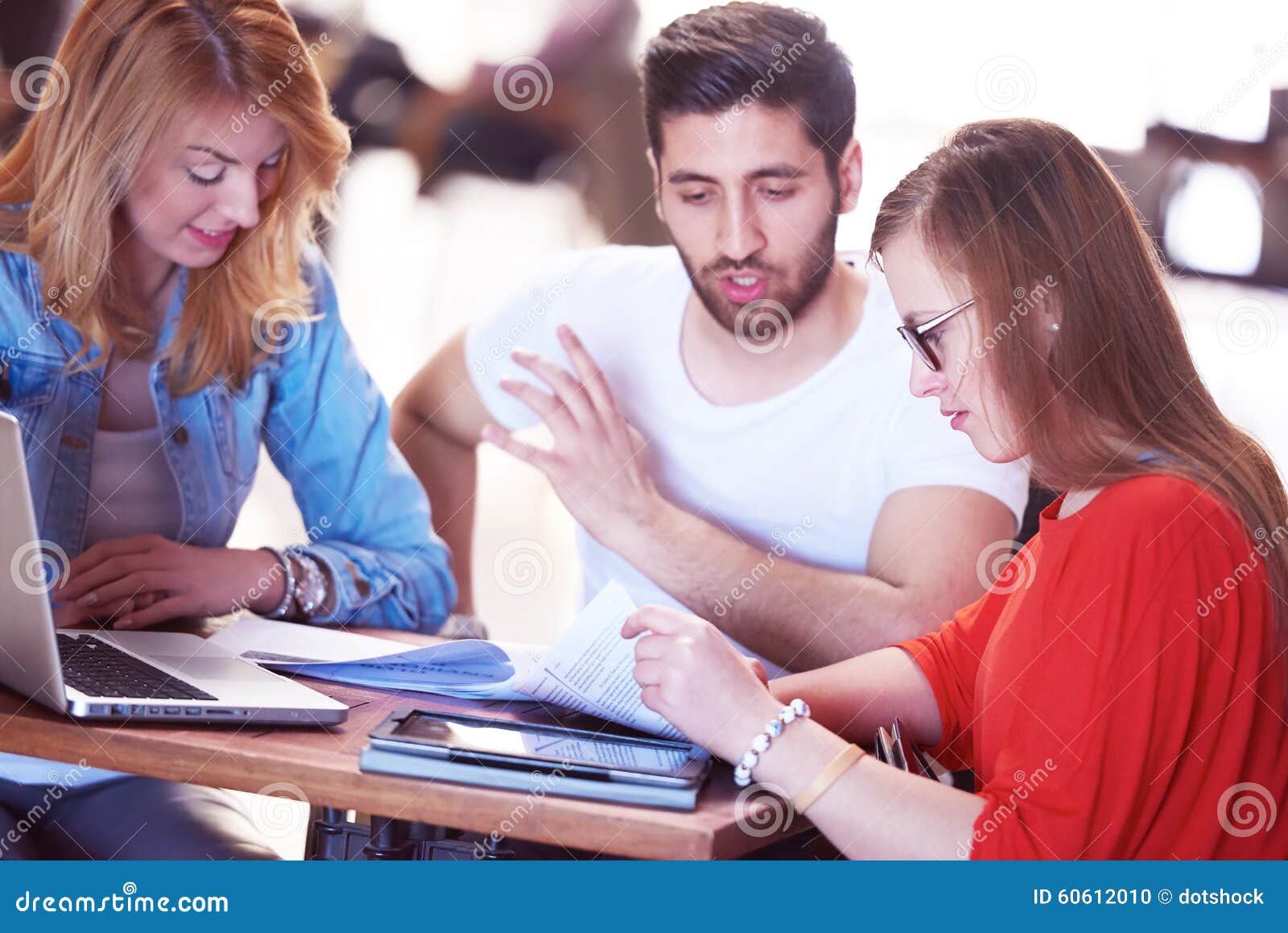 Students Group Working on School Project Together Stock Photo - Image ...