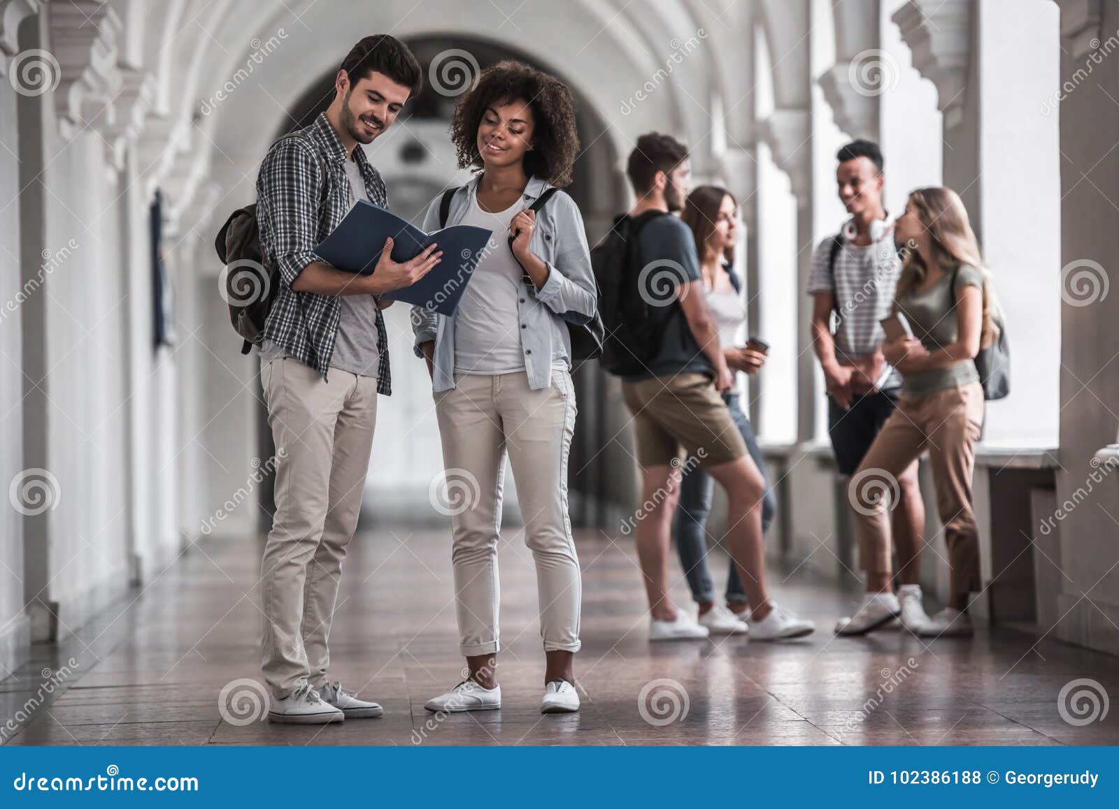 Students in the hall stock photo. Image of happy, camera - 102386188