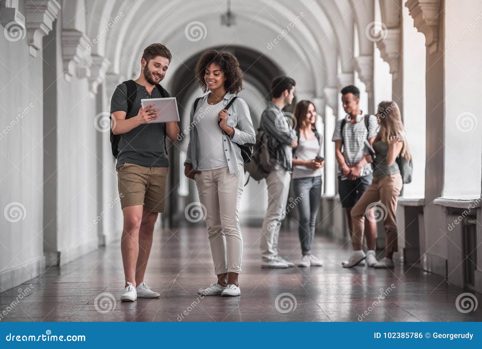Students in the hall stock photo. Image of american - 102385786