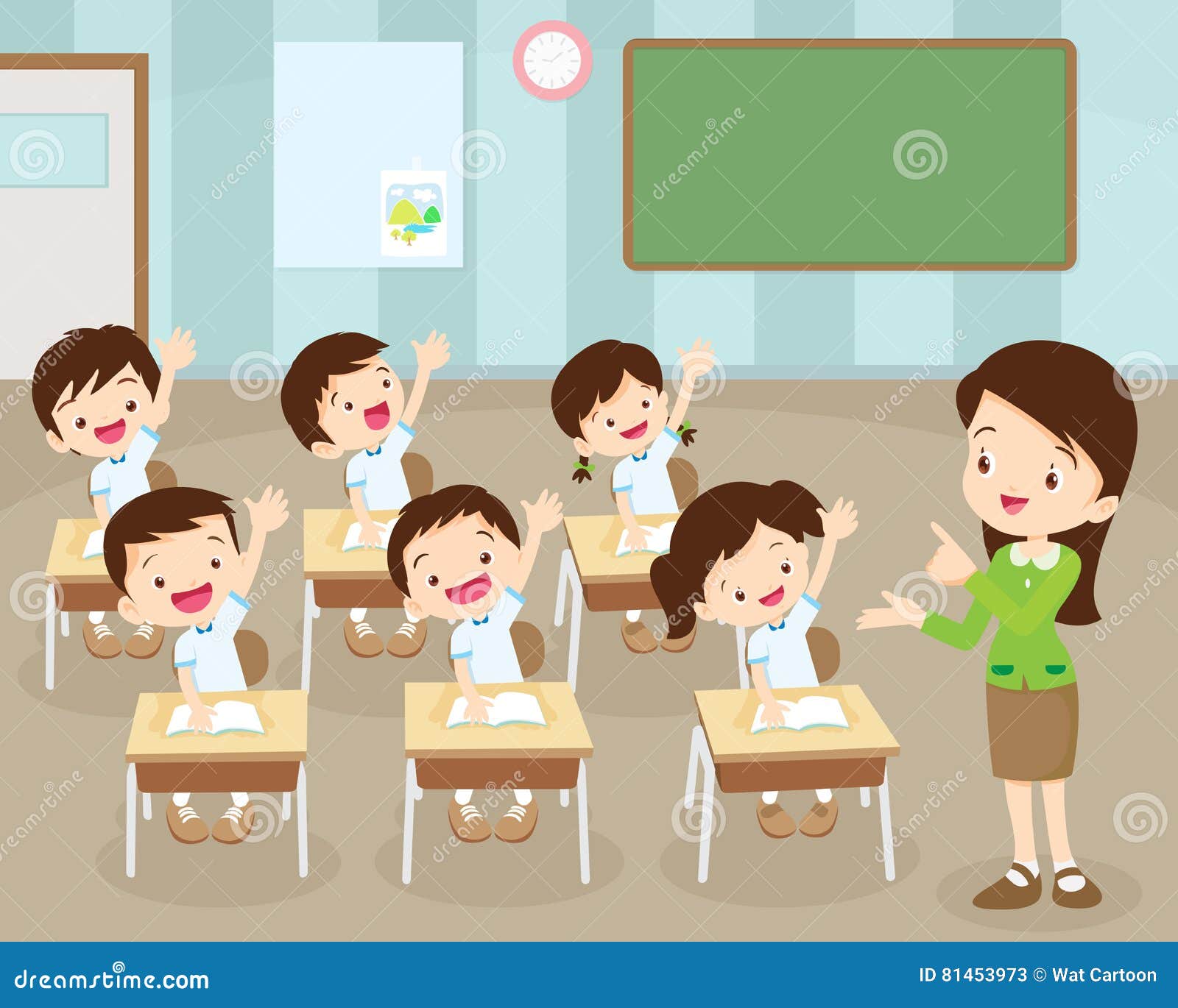 Students Hand Up in Classroom Stock Vector - Illustration of friend ... Students Hand Up in Classroom Stock Vector - Illustration of friend ...