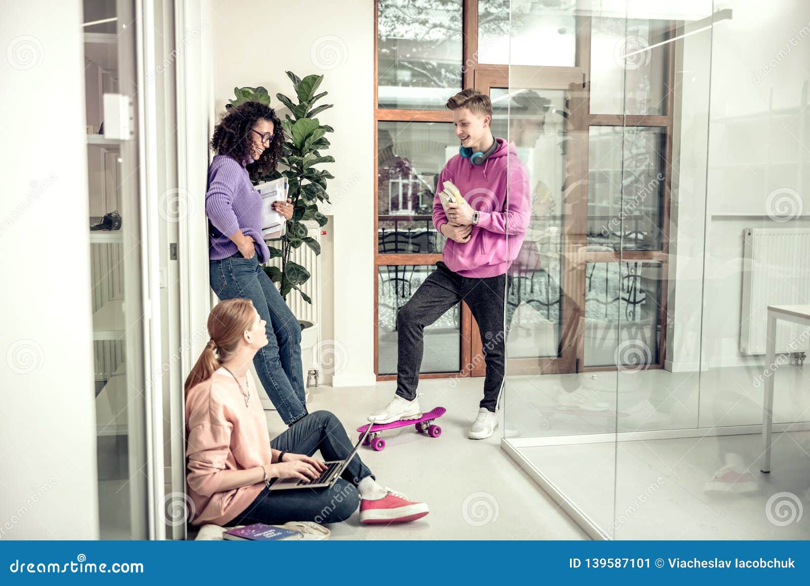 Students Having Active Discussion Revising Material before Exam Stock ...