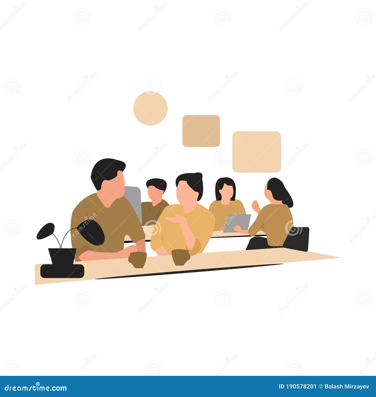Students Having a Cup of Coffee at School Library Stock Vector ...