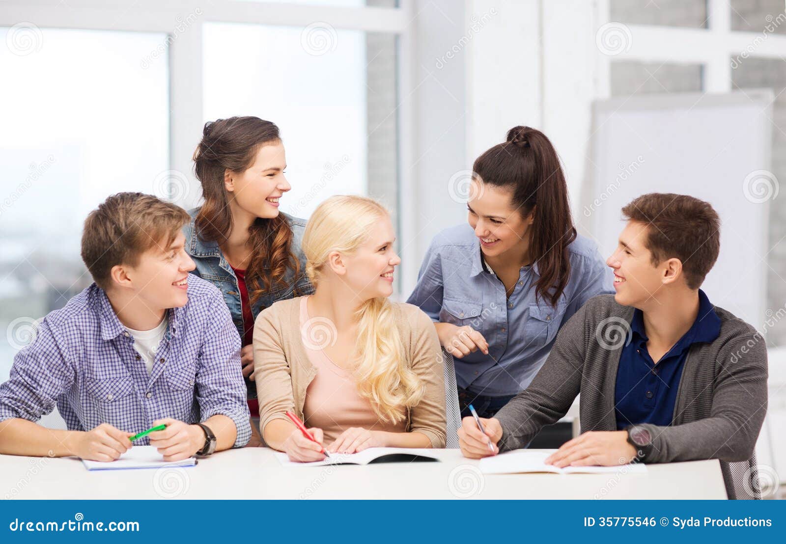 Students Having Discussion at School Stock Photo - Image of classmates ...