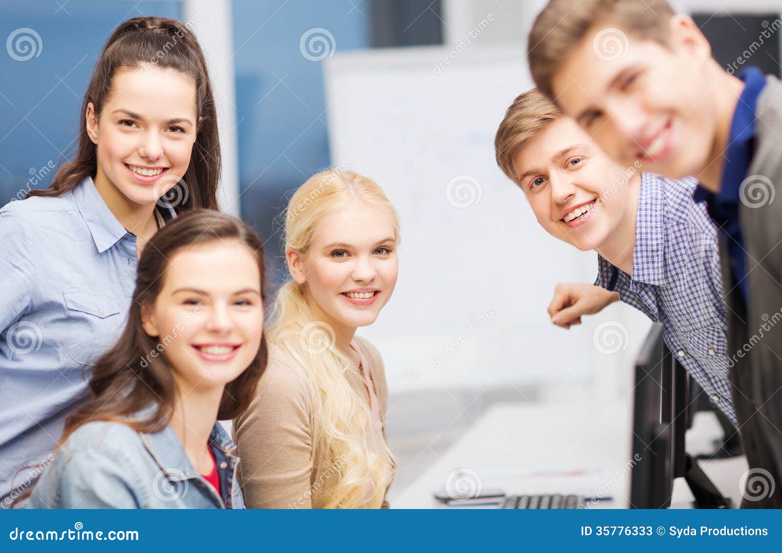 Students Having Discussion at School Stock Image - Image of break ...