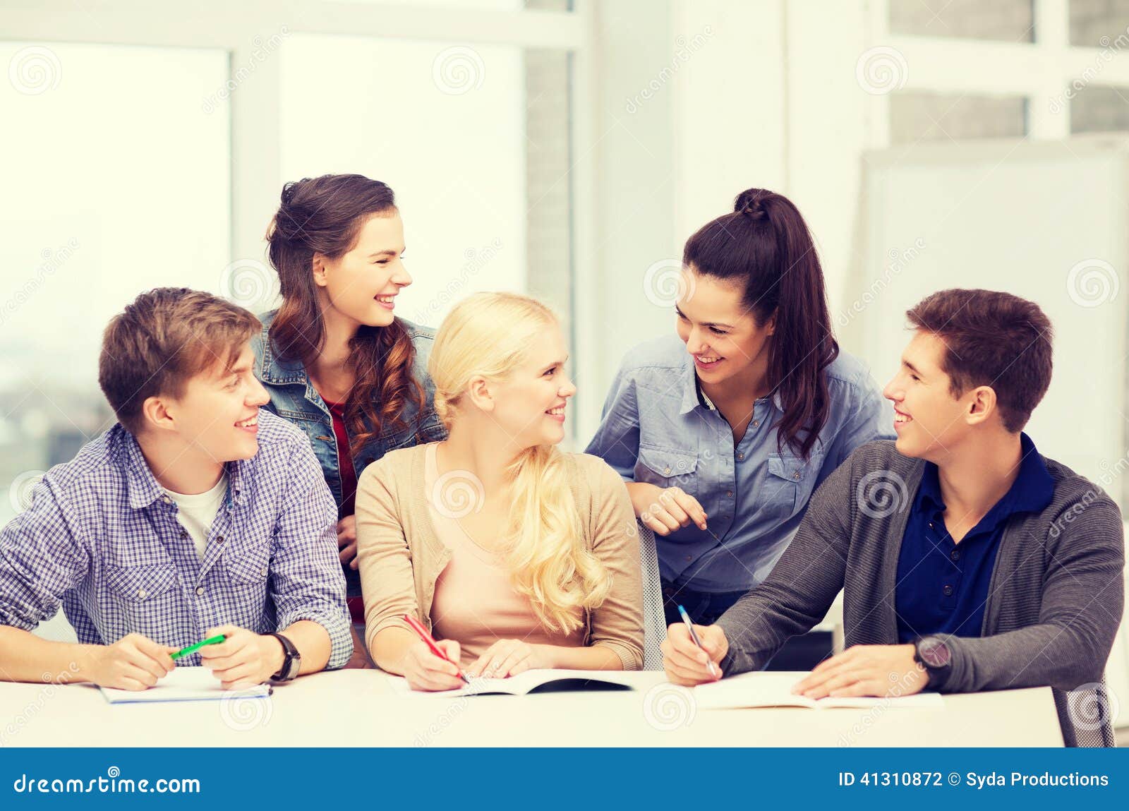 Students Having Discussion at School Stock Photo - Image of exercise ...