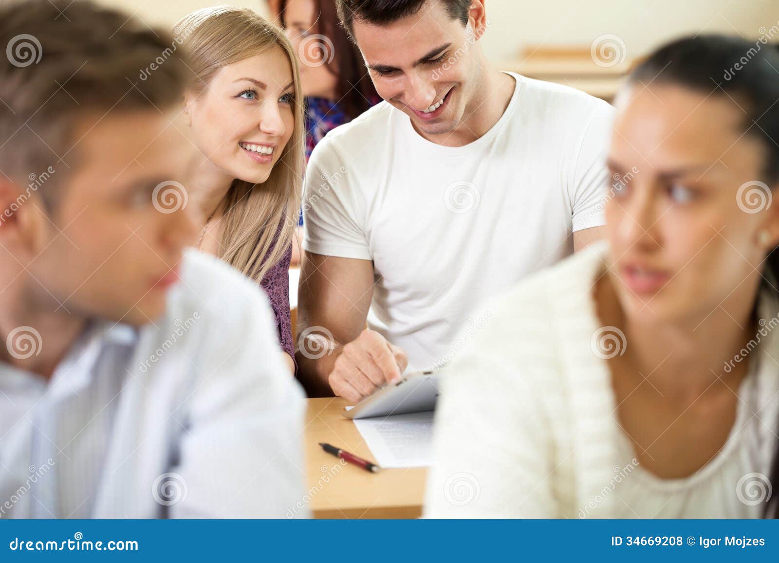 Students Having Fun on Class Stock Photo - Image of message, people ...