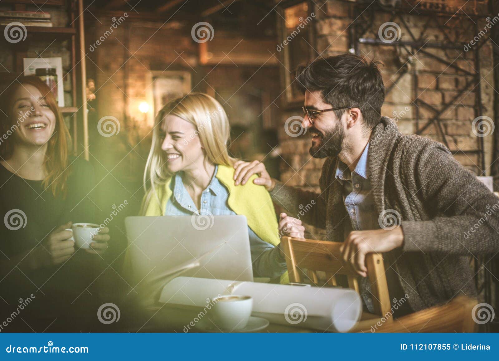 Students Having Fun Day at Cafe. Stock Image - Image of conversation ...