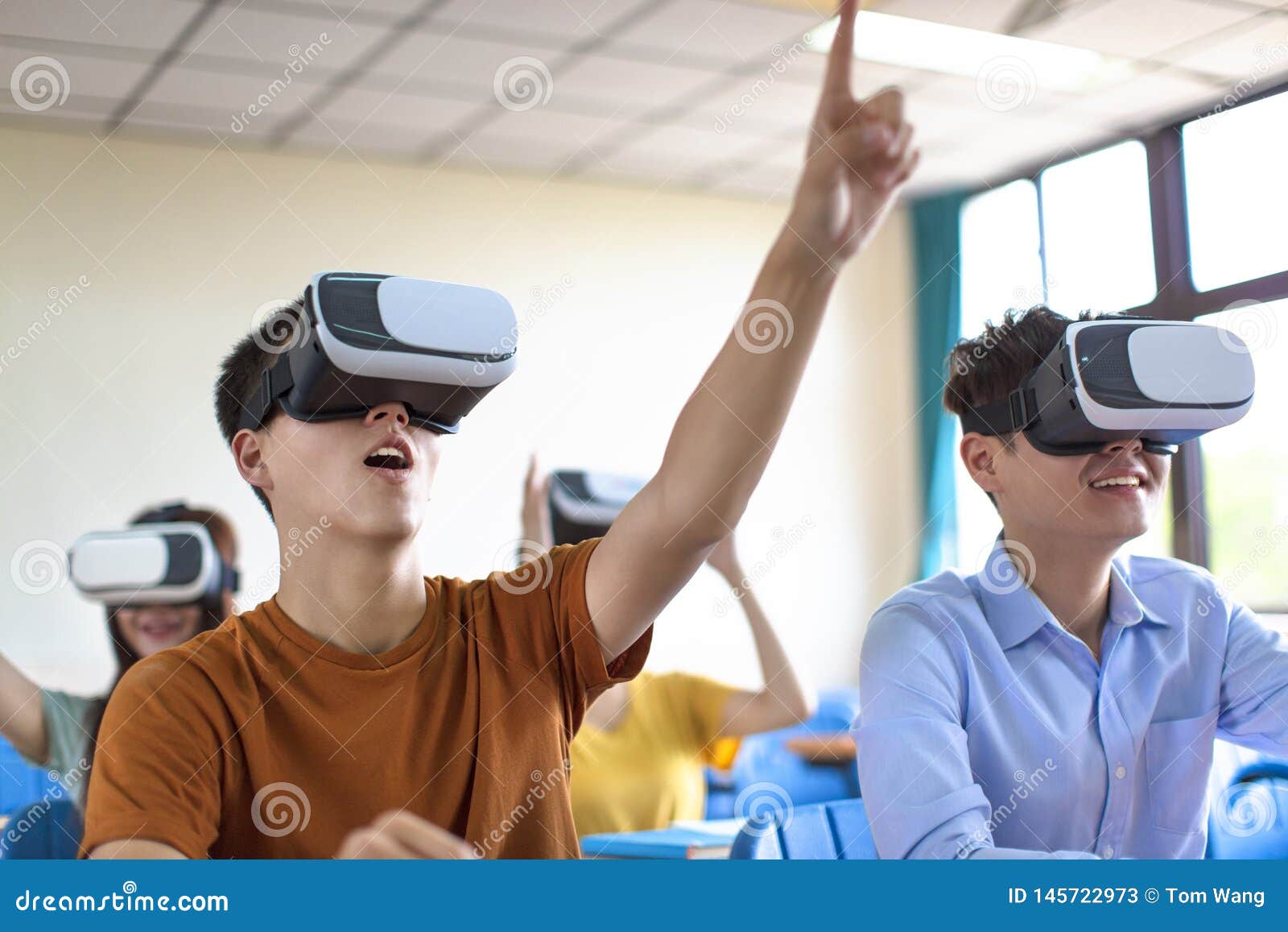 Students with New Technology Vr Headset in Classroom Stock Image ...