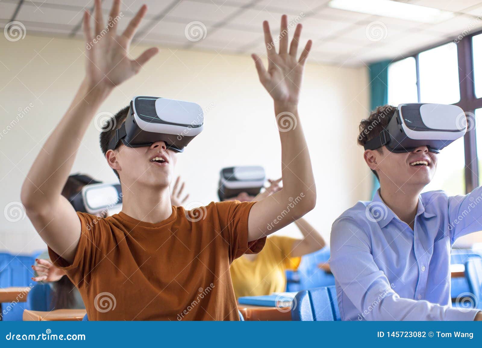 Students with New Technology Vr Headset in Classroom Stock Photo ...
