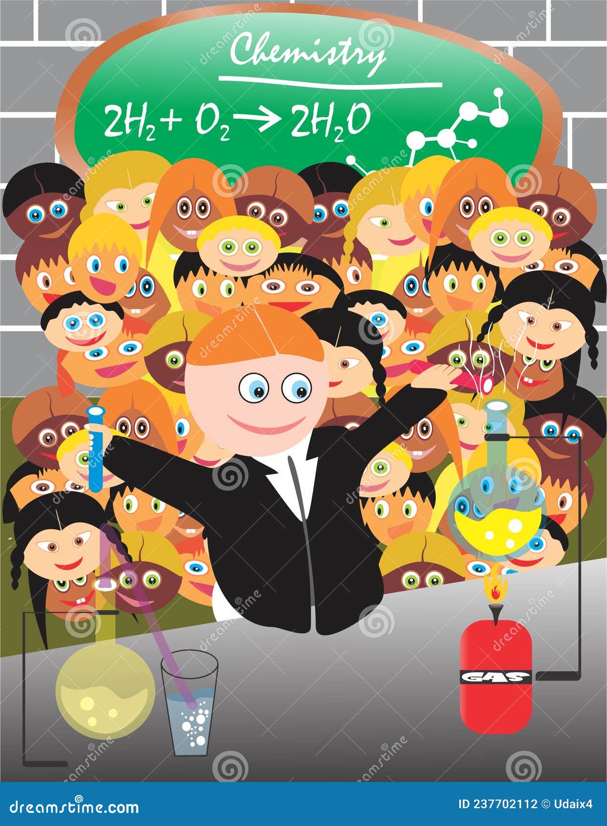 Students Having a Practical Chemistry Lesson at Laboratory Stock Vector ...