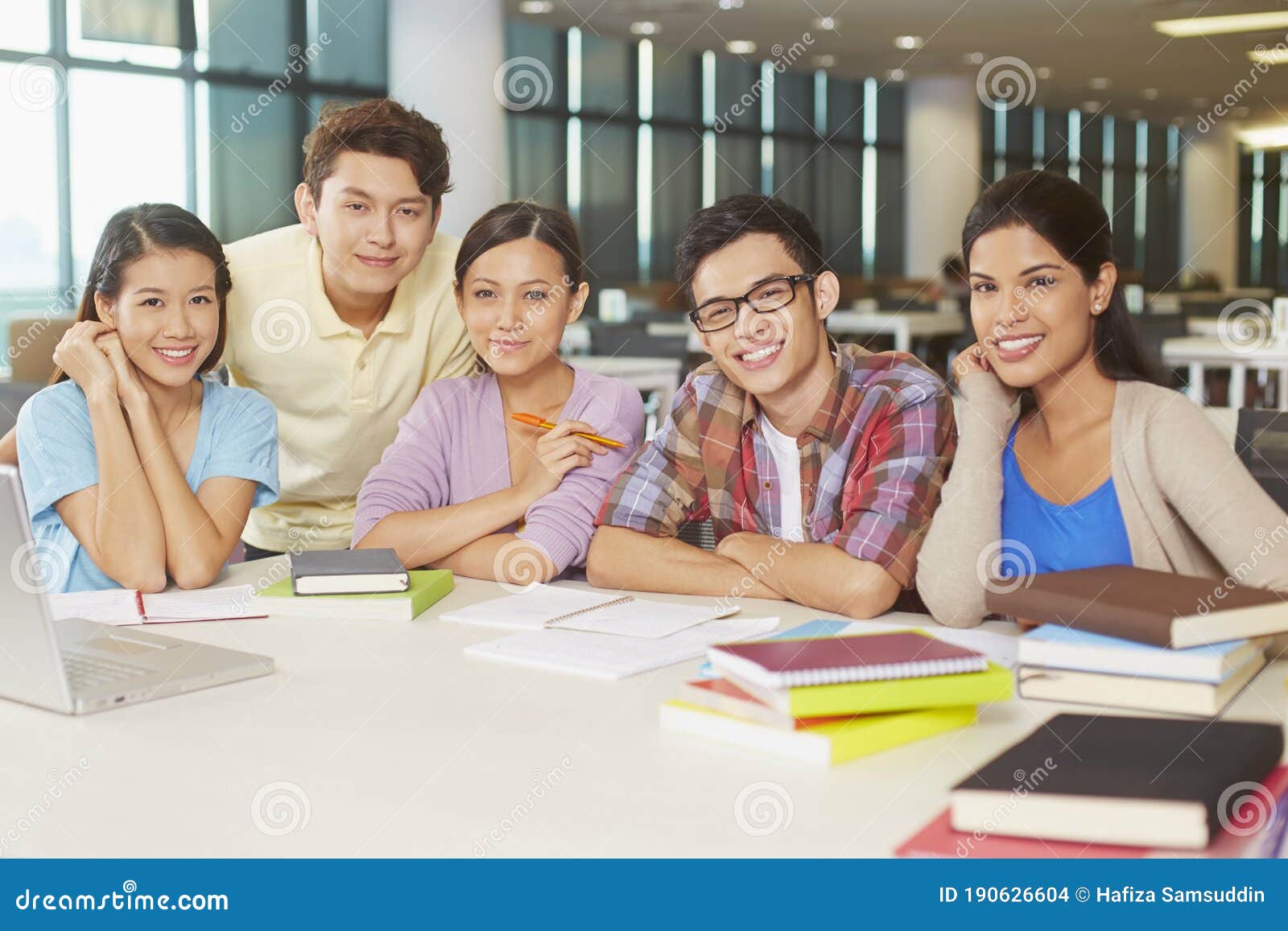 Students Having Study Group in Library. Conceptual Image Stock Photo ...
