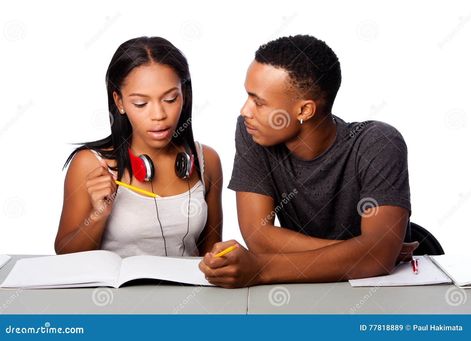 Students Helping Studying Together Stock Image - Image of male, female ...