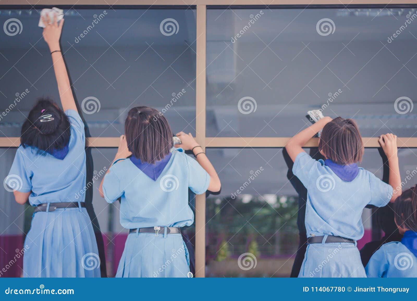 Students are Helping To Wipe the Glass. Editorial Image - Image of ...