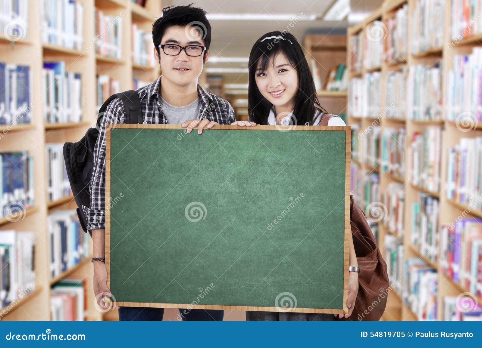 Students Holds Billboard in Library Stock Image - Image of copy ...