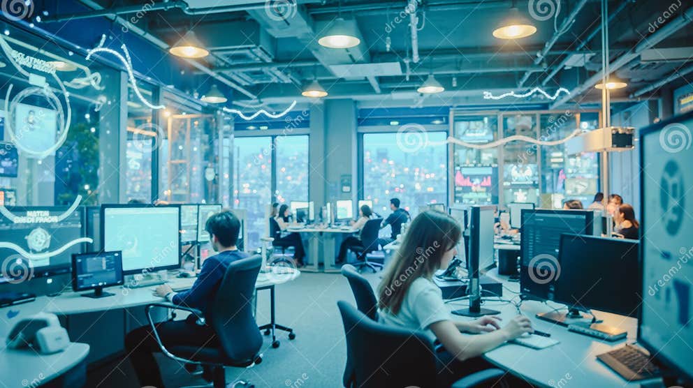 Students in Innovative Technology Classroom Working on Computers ...