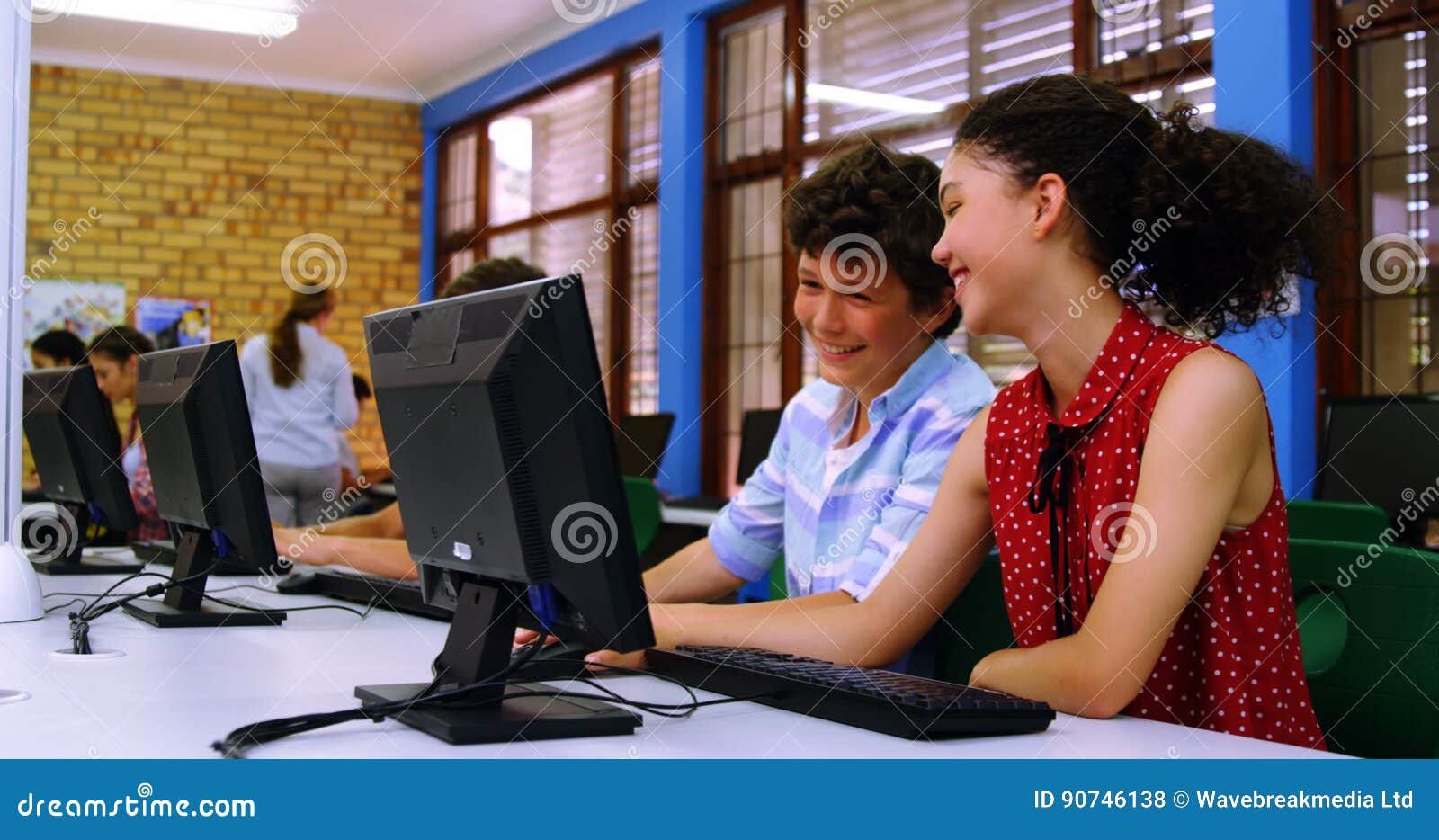 Students Interacting with Each Other while Using Computer Stock Footage ...