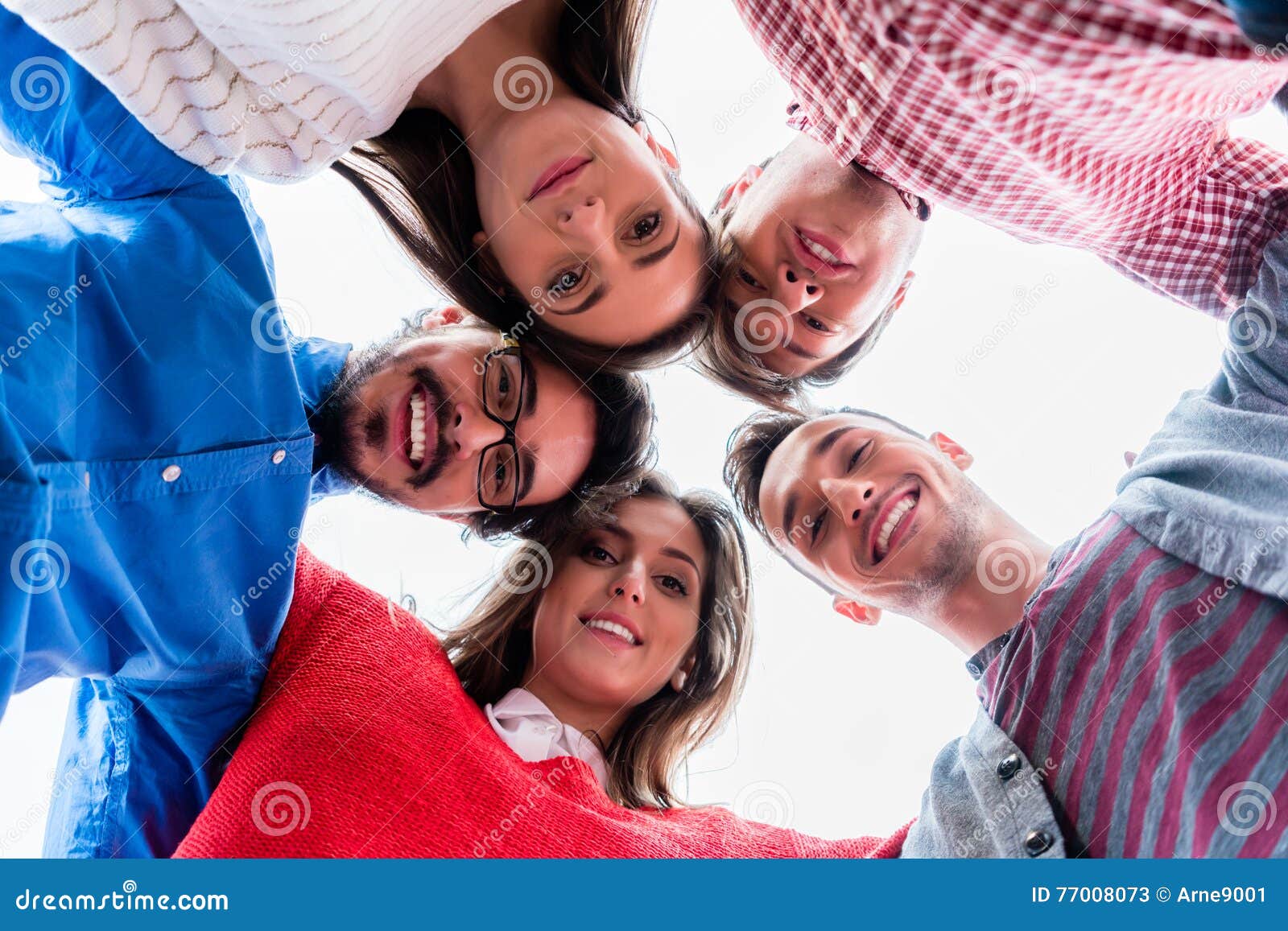 Students with Joint Project Sticking Heads Together Stock Image - Image ...
