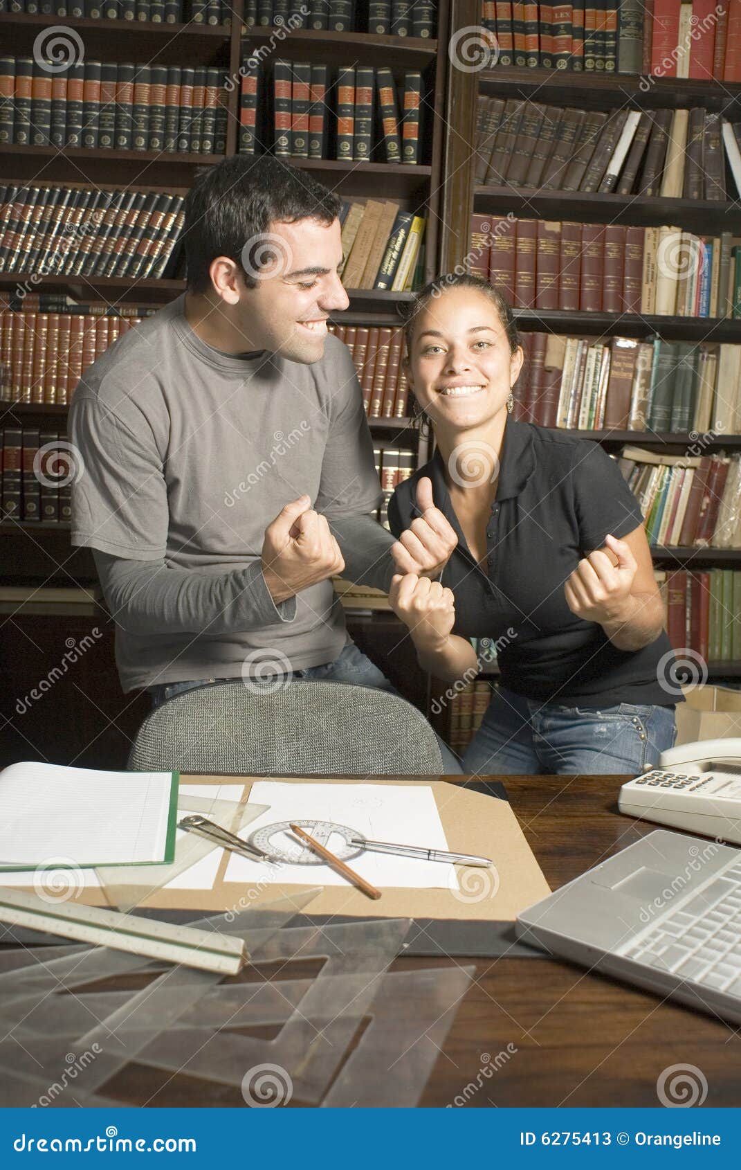 Students Joking in Library stock image. Image of books - 6275413