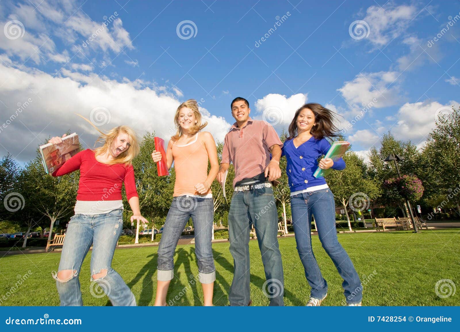 Students Jumping stock photo. Image of books, male, jumping - 7428254