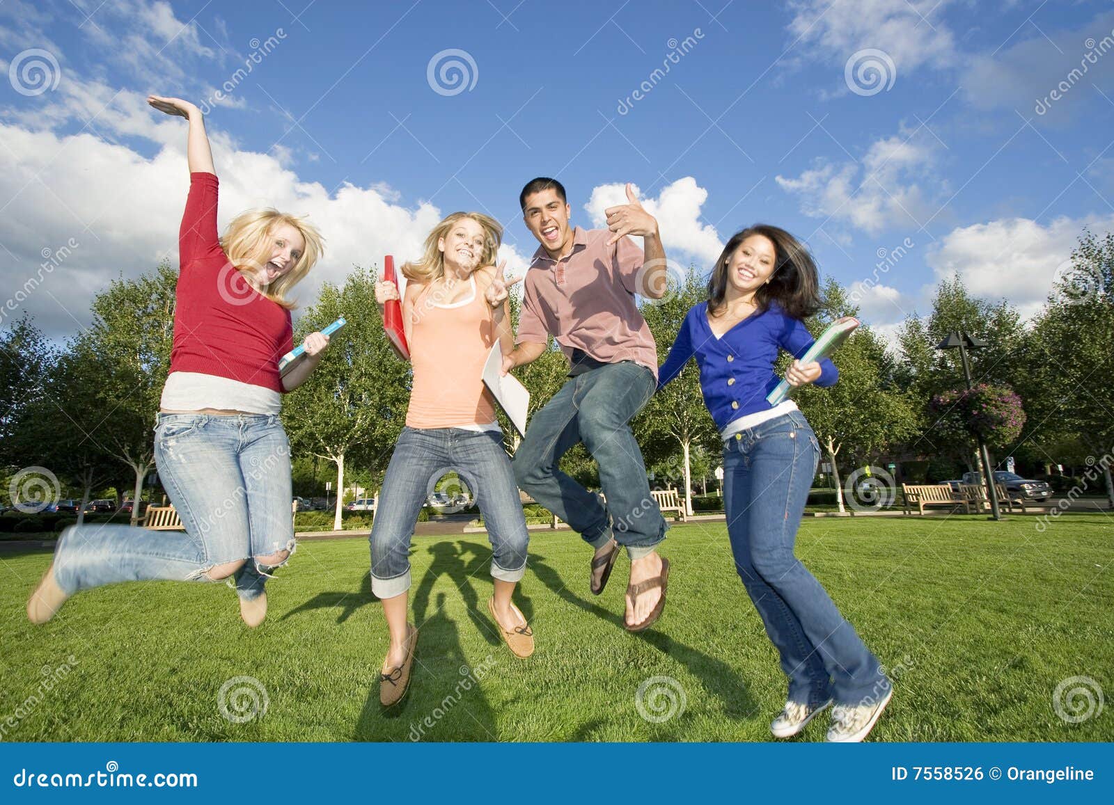 Students Jumping stock photo. Image of joint, latin, files - 7558526