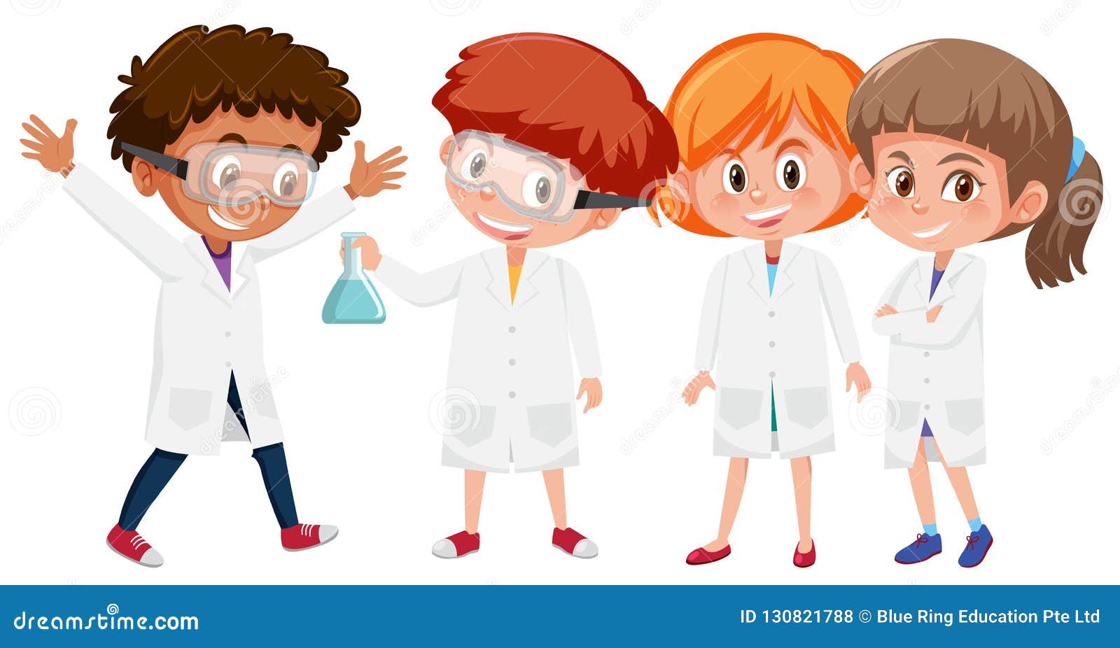 Students at the lab gown stock vector. Illustration of children - 130821788
