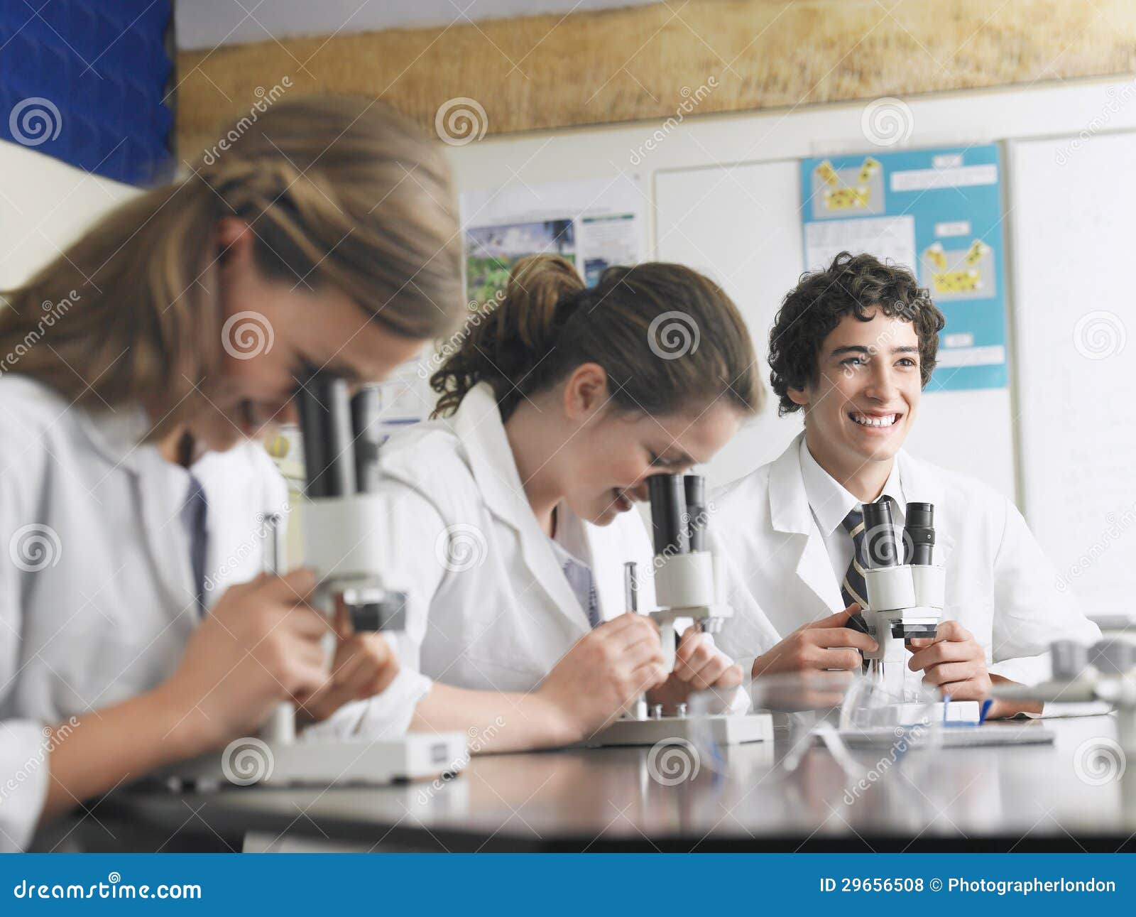 Students in Laboratory with Microscope Stock Photo - Image of science ...