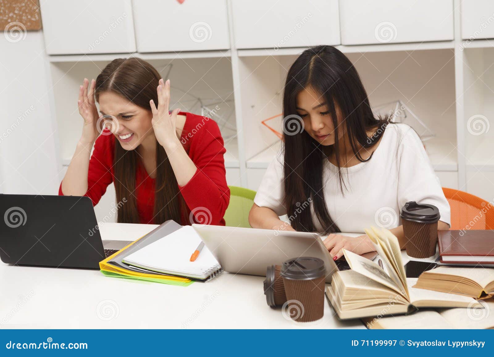 Students ladies studying stock image. Image of beautiful - 71199997