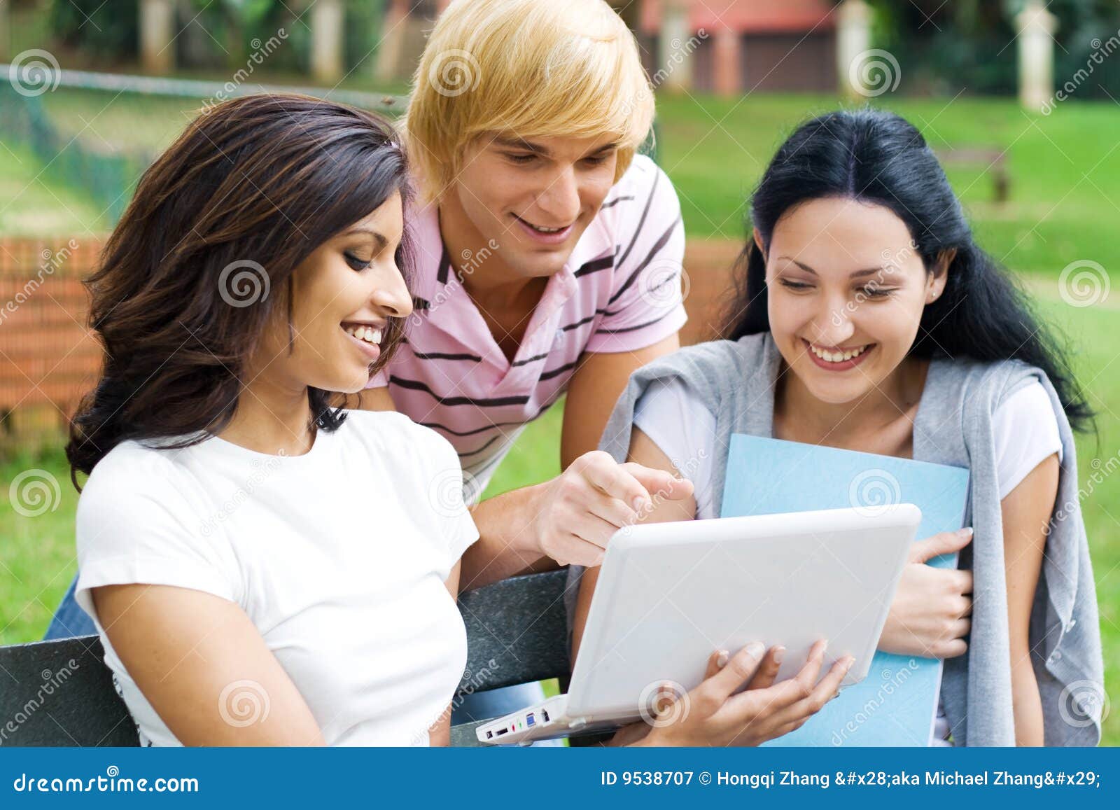 Students and laptop stock image. Image of horizontal, hand - 9538707