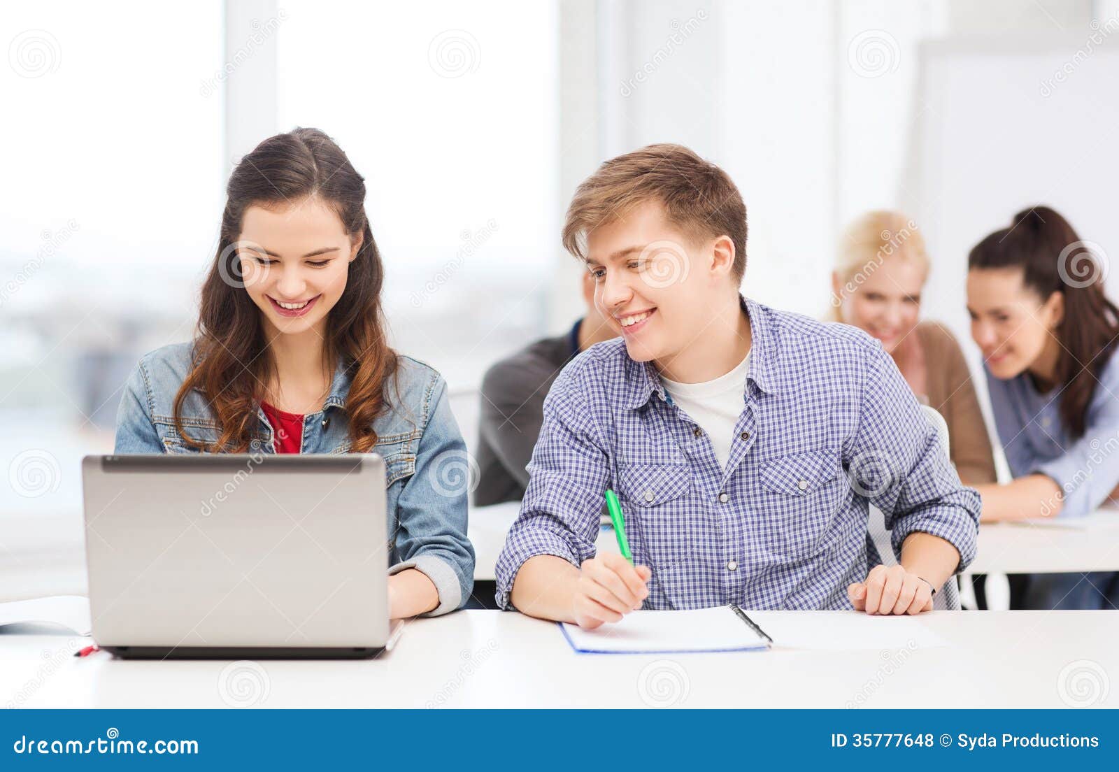 Students with Laptop and Notebooks at School Stock Photo - Image of ...