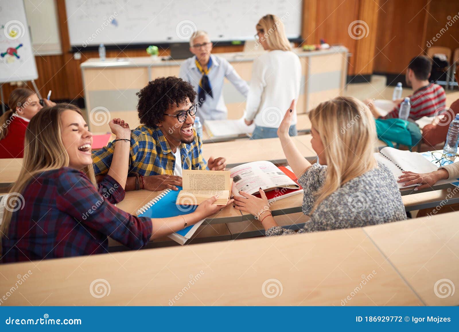 Students Laughing while Having Lecture Stock Photo - Image of academic ...
