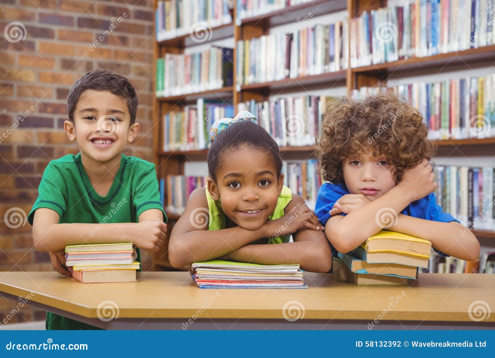 Students Leaning upon School Books Stock Photo - Image of happy ...