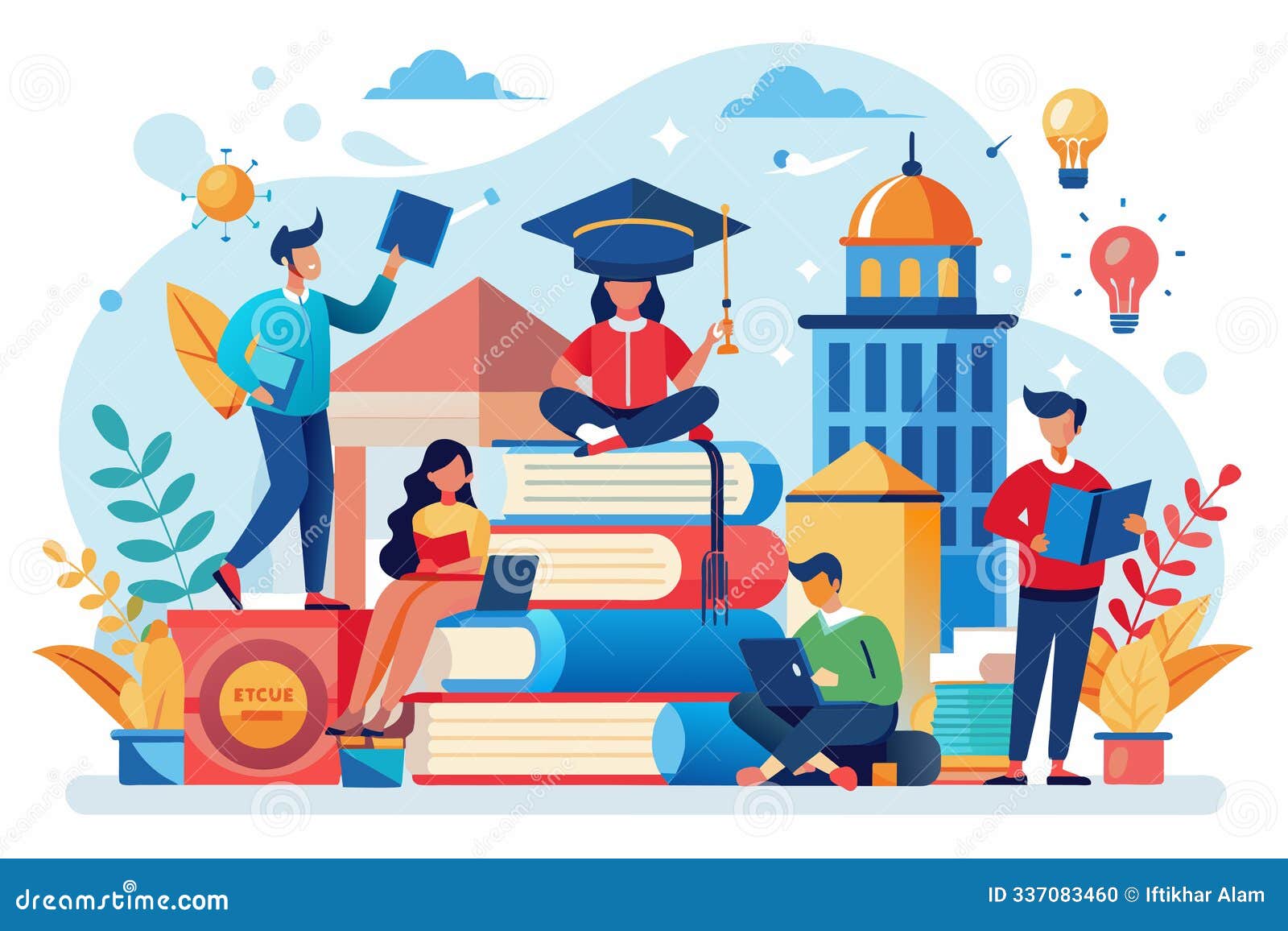 Collaboration With Universities Brochure Template Cartoon Vector ...