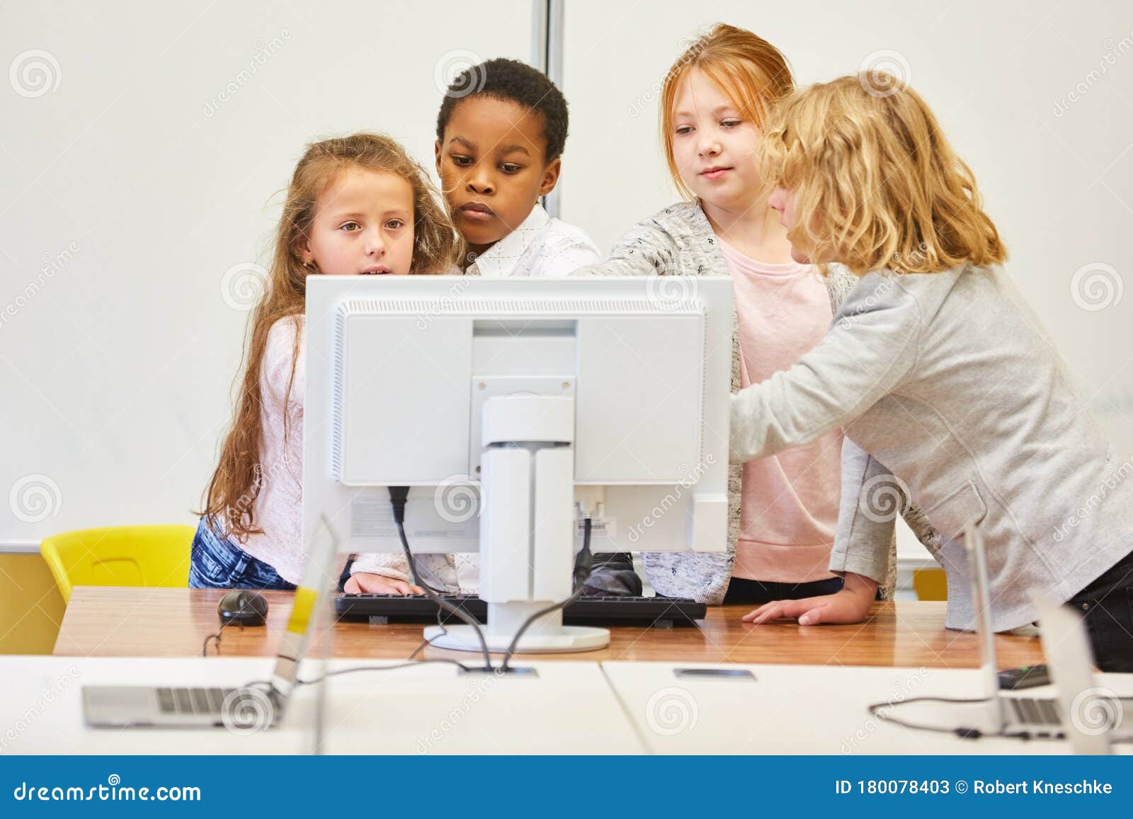 Students Learn in Teamwork on the PC Stock Image - Image of girl ...