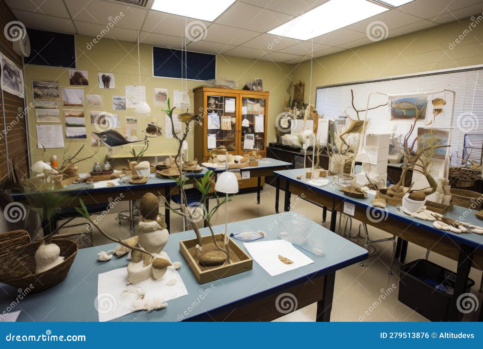 Students Learning Biology, with Realistic Science Lab Setup Stock Photo ...