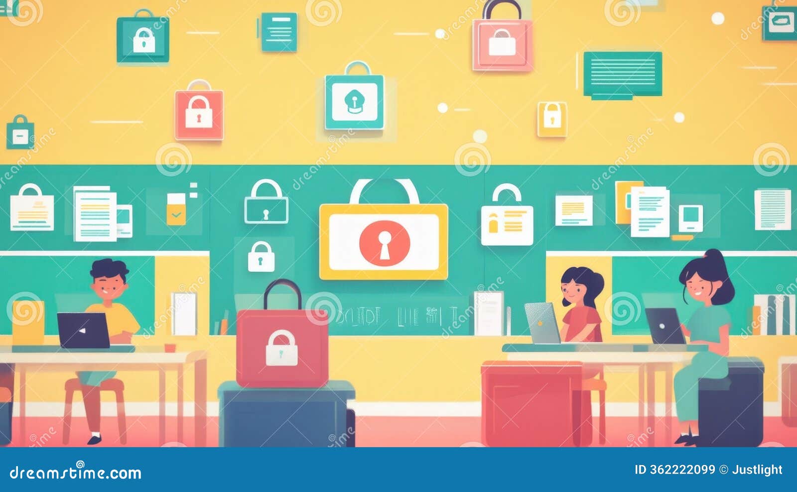 Students Learning Cyber Security in Classroom with Locked Folders and ...