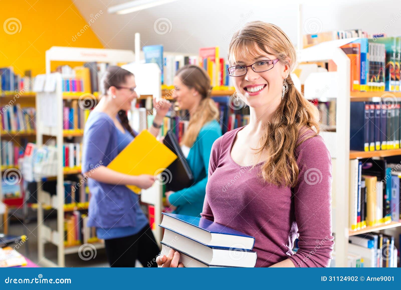 Students Learning in Library Stock Photo - Image of learn, reading ...