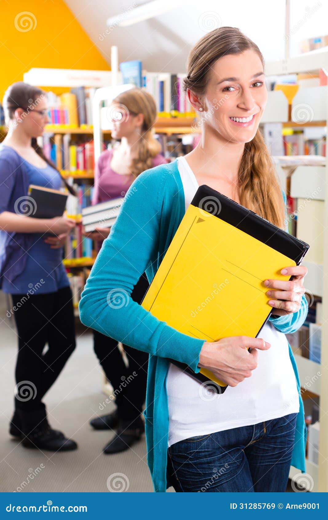 Students Learning in Library Stock Image - Image of textbook, women ...