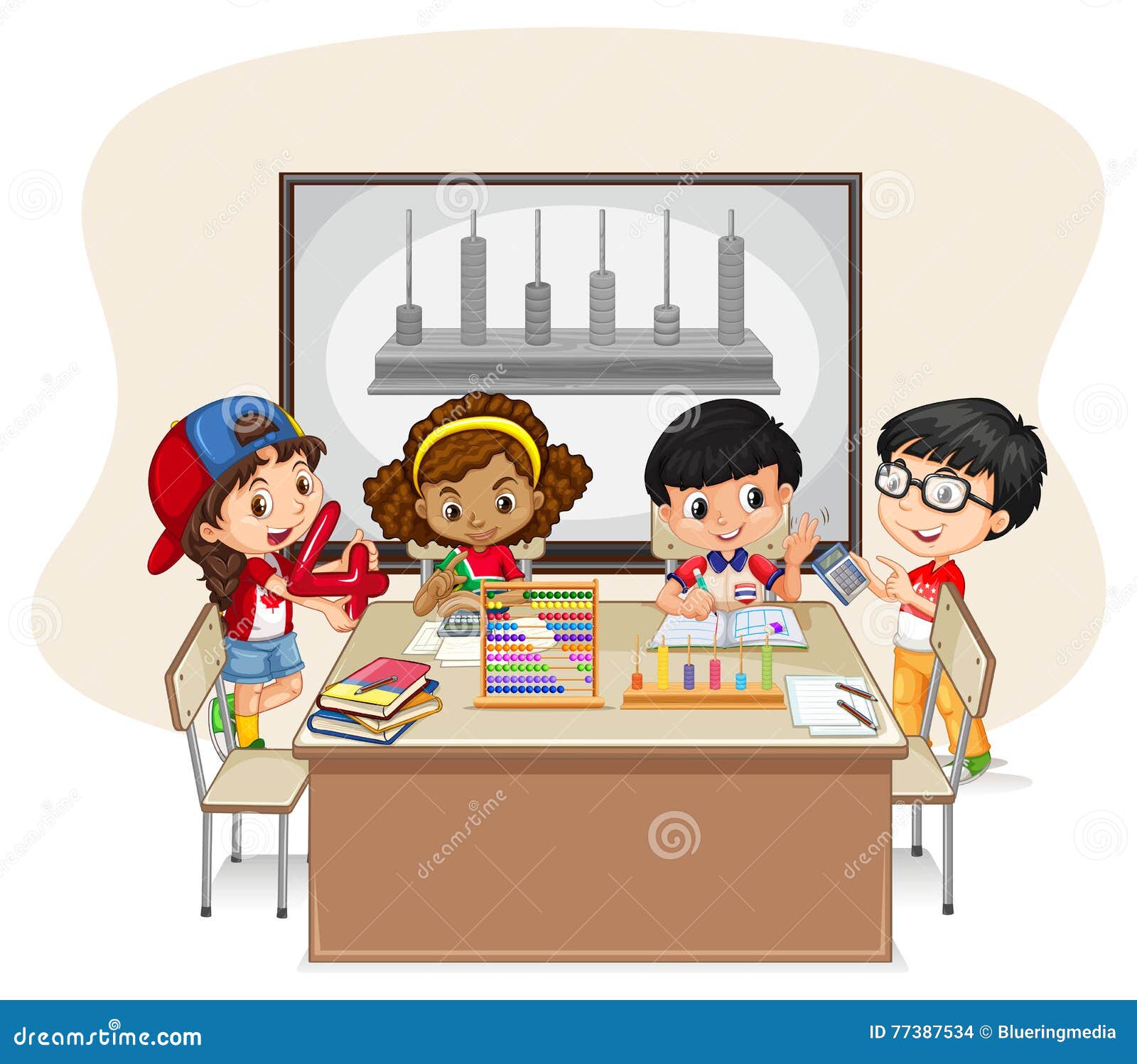 Students Learning Math in Class Stock Illustration - Illustration of ...