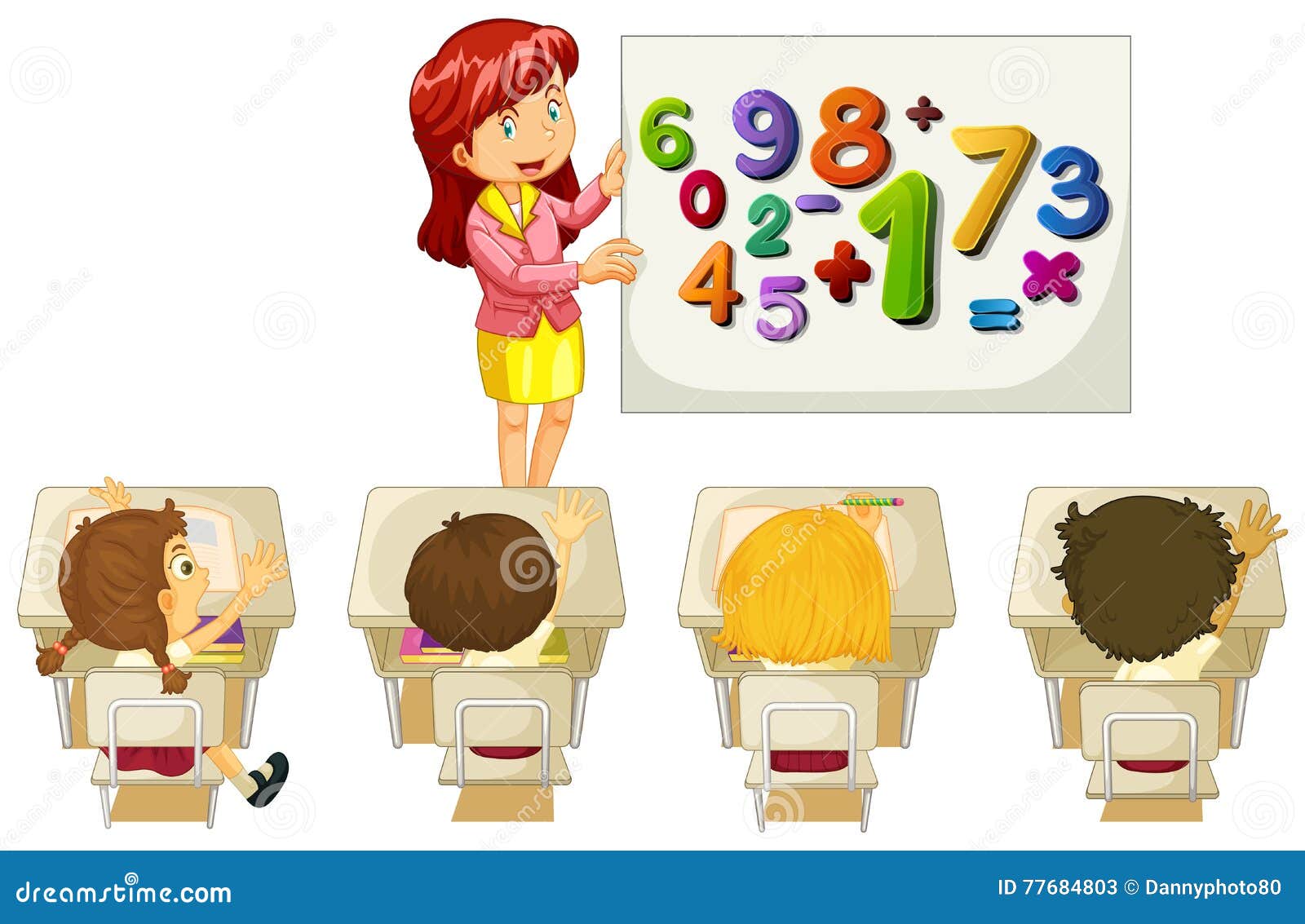 Students Learning Math in Classroom Stock Vector - Illustration of ...