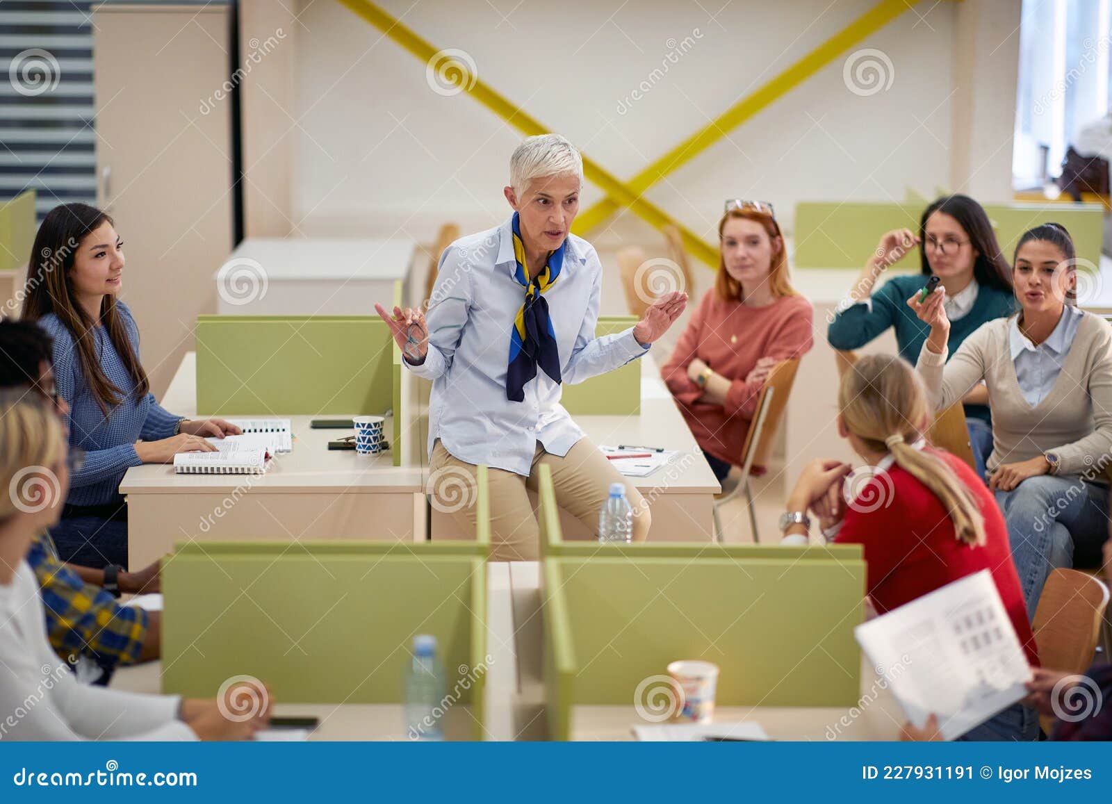 Students Learning a New Lesson at the University. Smart Young People ...