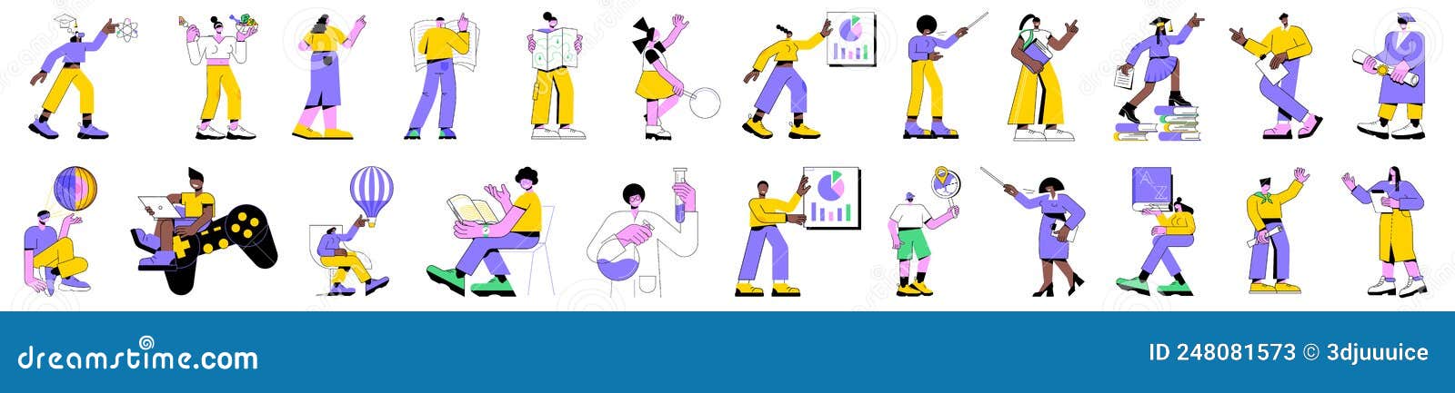 Students in Learning Process Stock Vector - Illustration of college ...