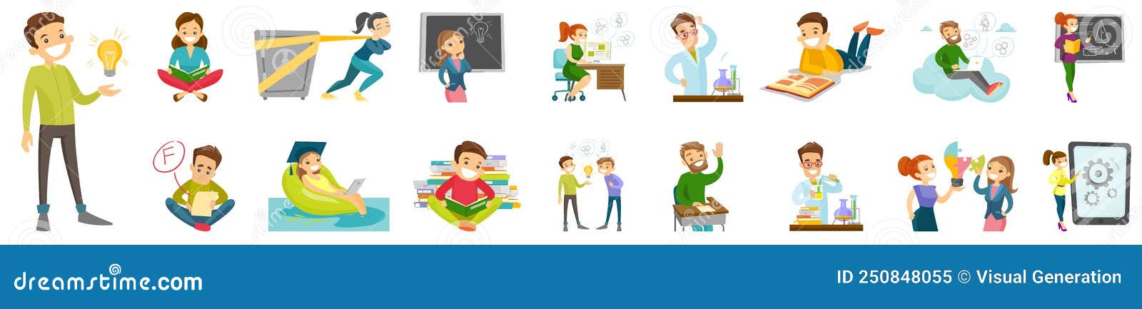 Students in Learning Process. Stock Vector - Illustration of tube, task ...