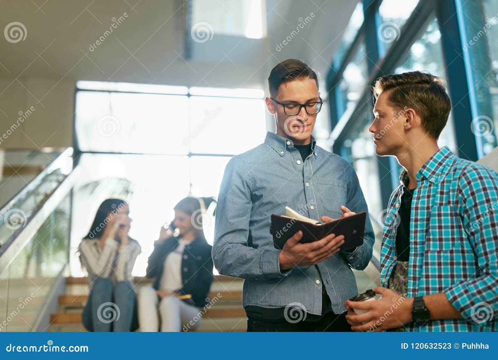 Students Learning, Reading Book in College Stock Image - Image of group ...