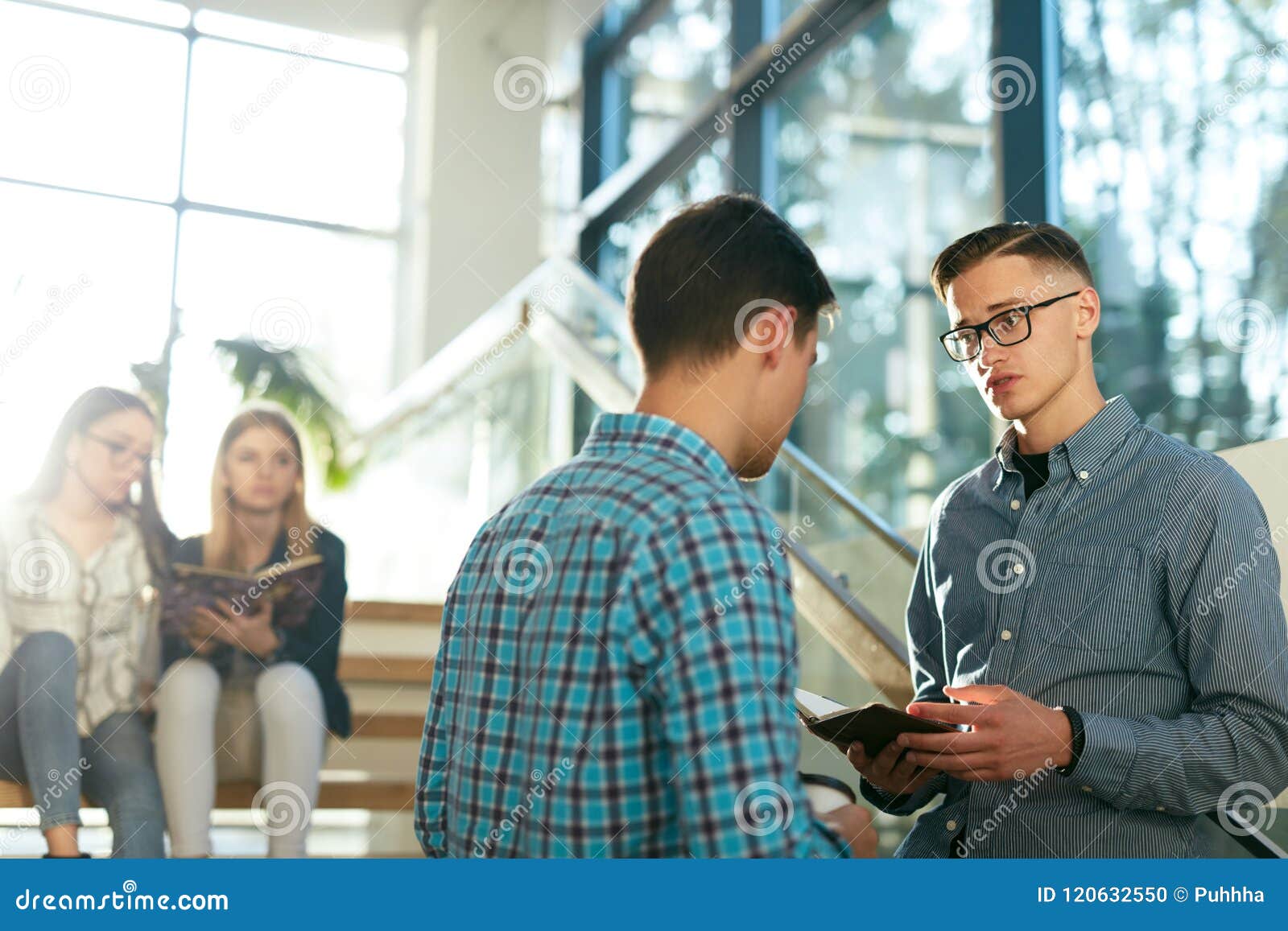 Students Learning, Reading Book in College Stock Photo - Image of high ...