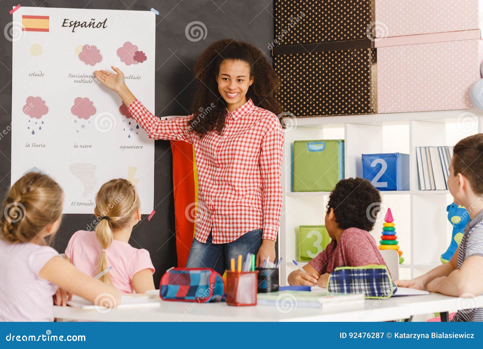 Students learning spanish stock image. Image of lesson - 92476287