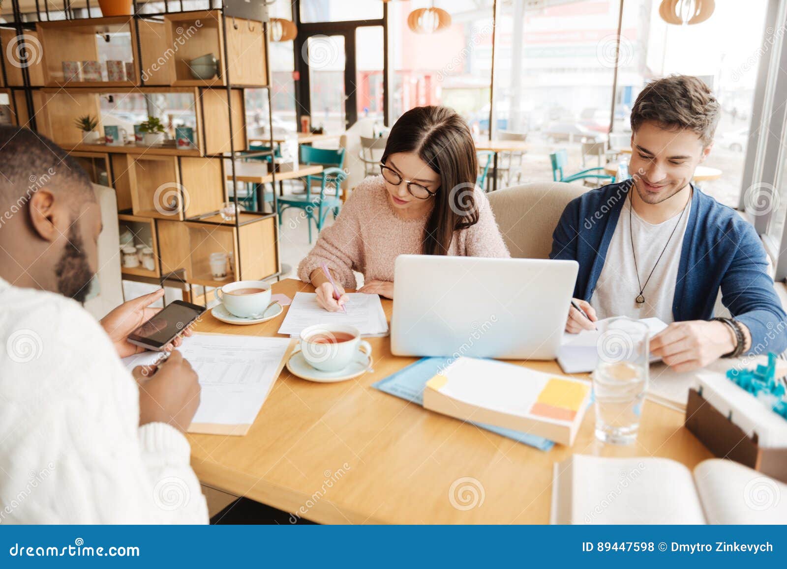 Students Learning Together in the Cafe Stock Photo - Image of computer ...