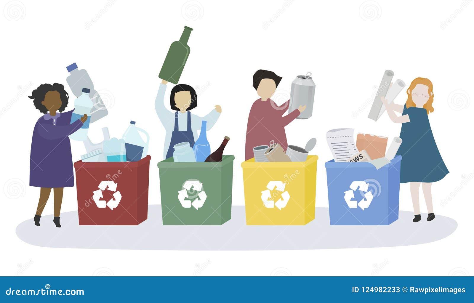 Students Learning About Various Recyclable Materials Vector ...