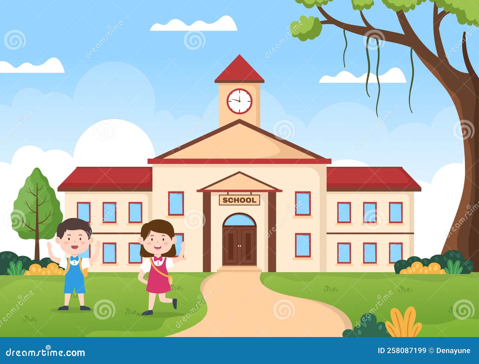 Students Leave School Building after Class or Program and Back To Home ...