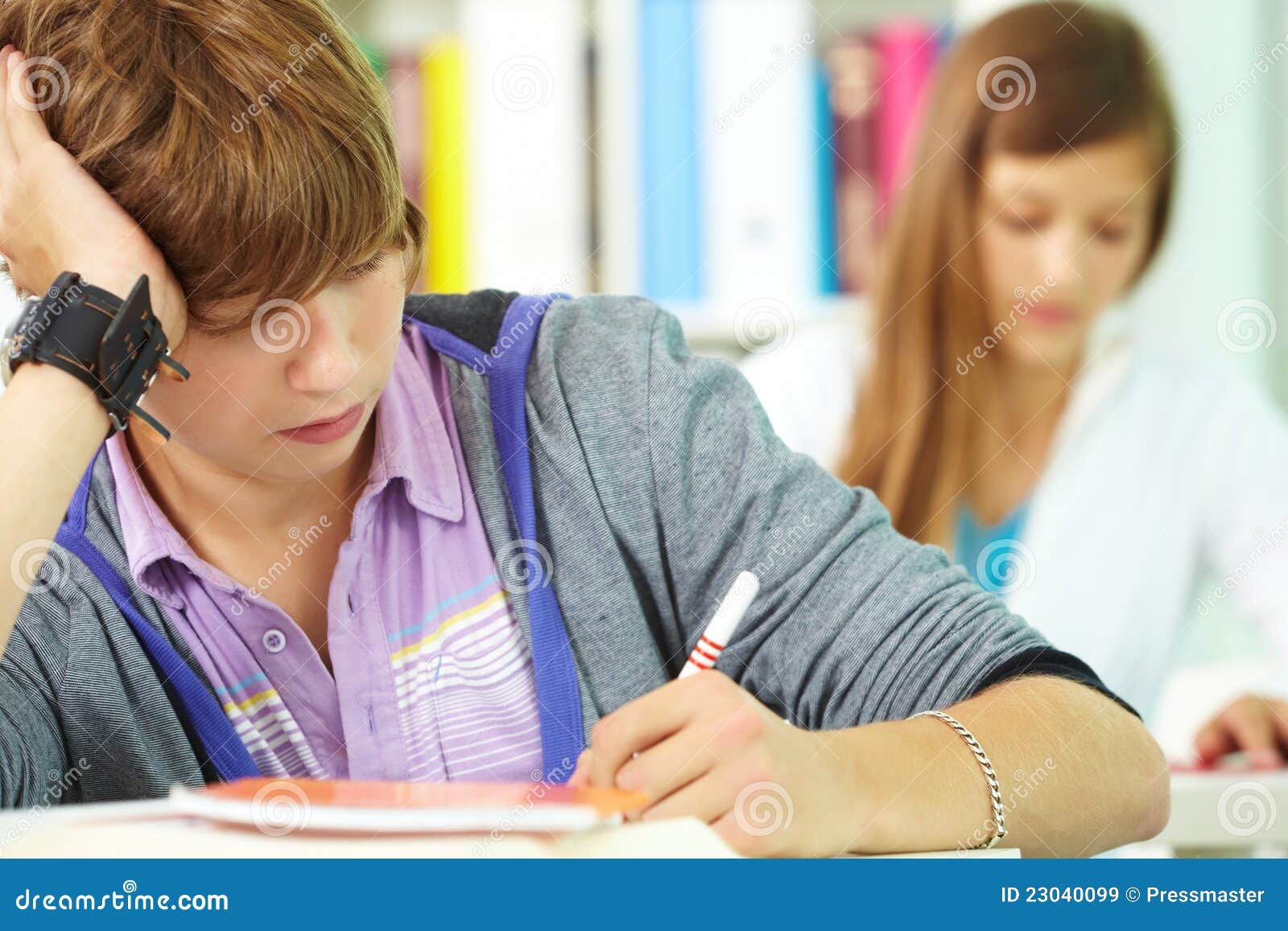 Students at lesson stock image. Image of girl, highschool - 23040099